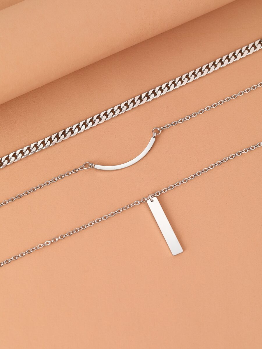 Aomogo Colares de Aço Inoxidável Pingente Retângulo de Geometria ...