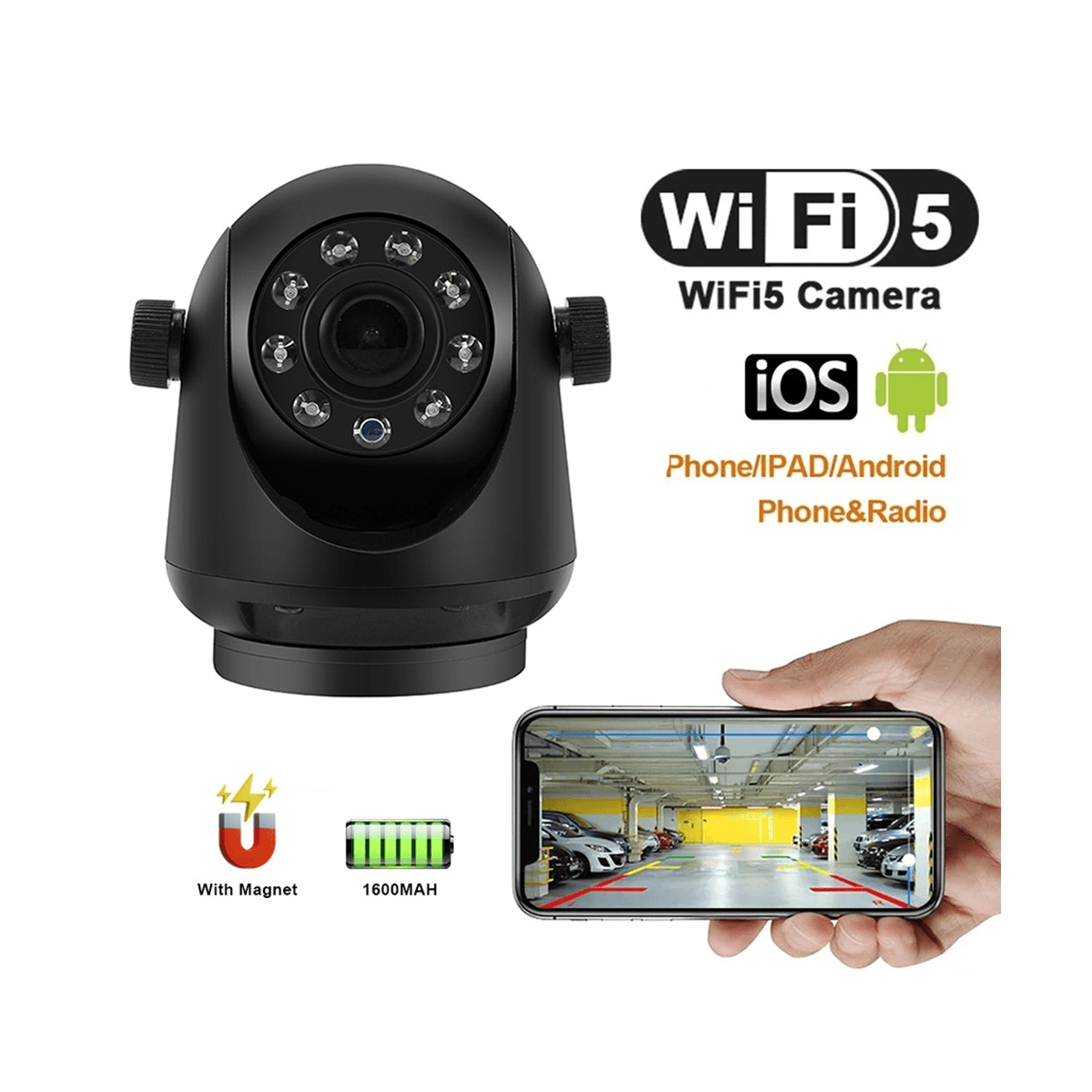 Wireless Car Backup Camera Wifi Reversing Camera Work With Phone For Bus Rv Trailer Excavator