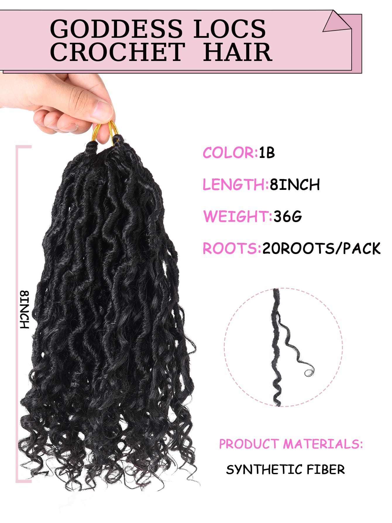 8in Soft Faux Locs Crochet Braids With Curly Ends Handmade Synthetic ...