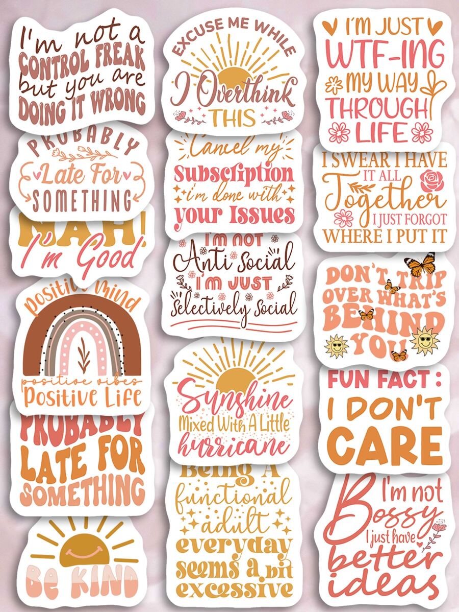 32 Pcs Boho Inspirational affirmations assorted stickers Sarcastic ...