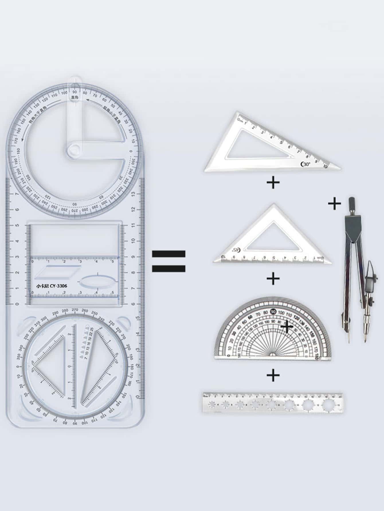 1pc Multipurpose Ruler, Geometric Drawing Set For Math, Middle ...