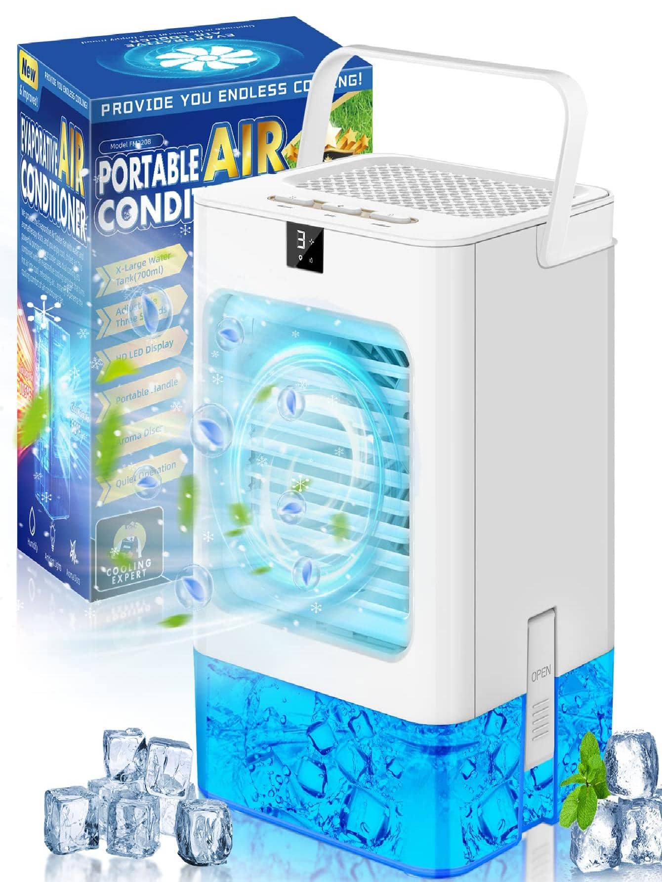 Chill2.0 Mini Air LED Display, Portable Air Conditioner, 700ML ...