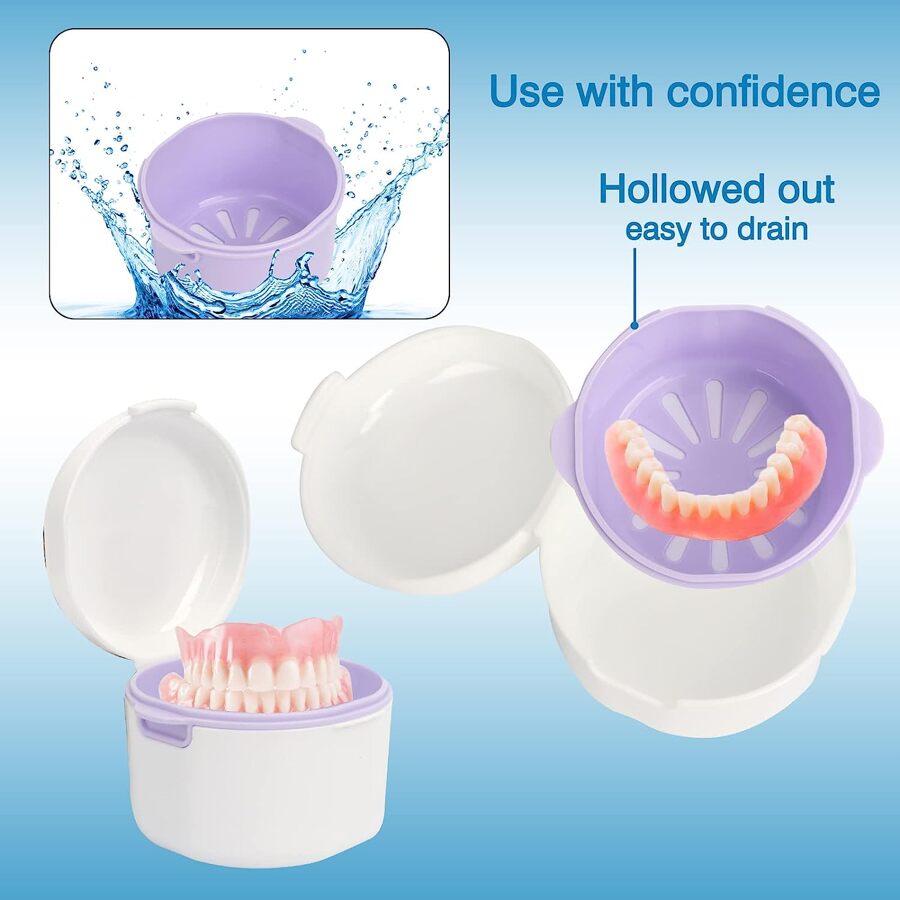 FYY Denture Bath Case Denture Cup, Denture Cleaner Brushes Denture Box ...