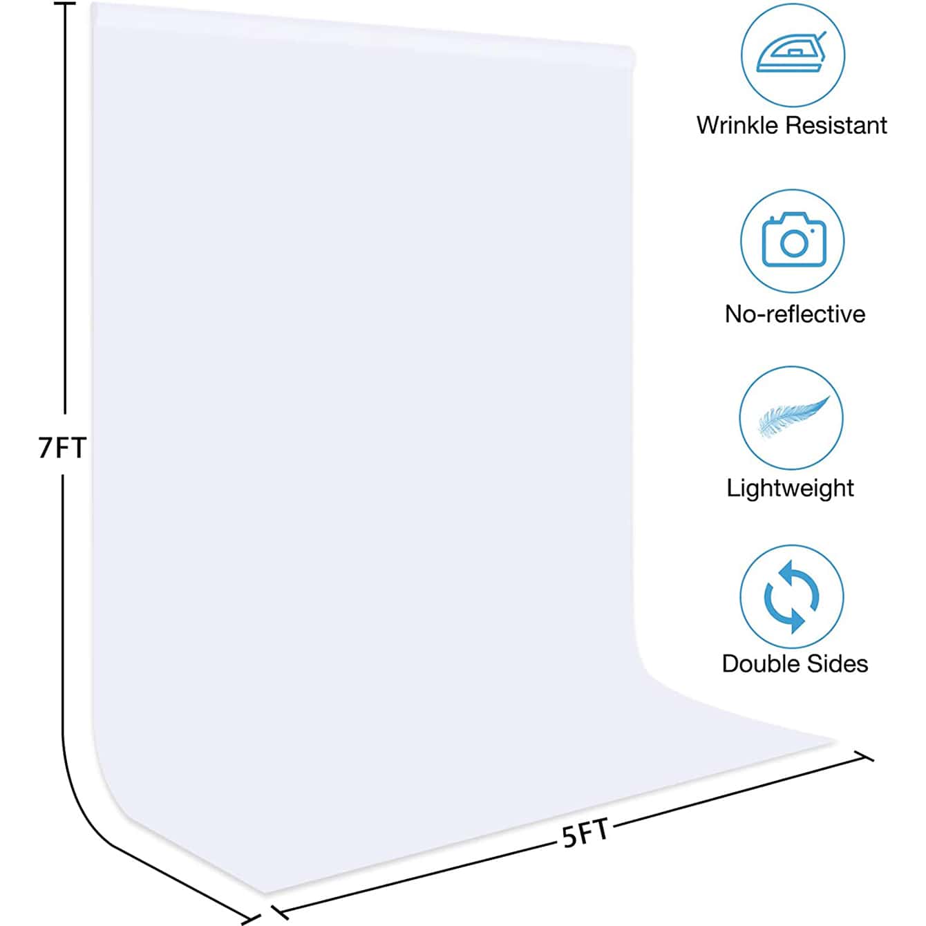 5x7 FT White Backdrop Background for Photography, High Density White ...