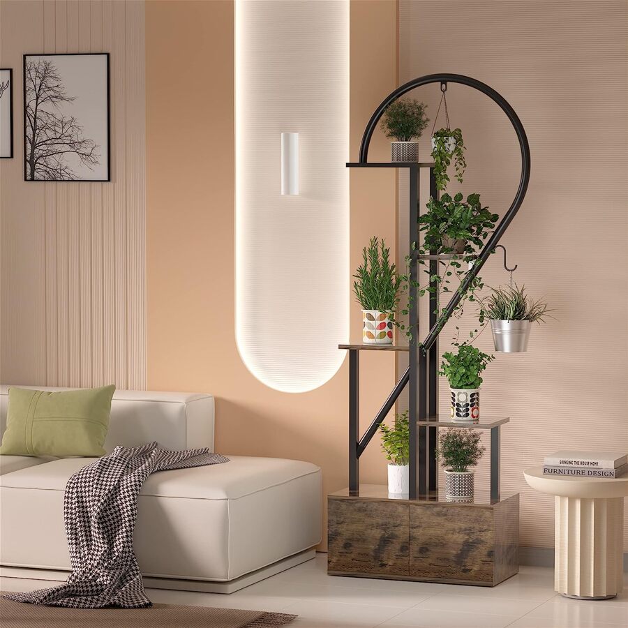 6 Tier Metal Plant Stand, Creative Half Heart Shape Ladder Plant Stands ...