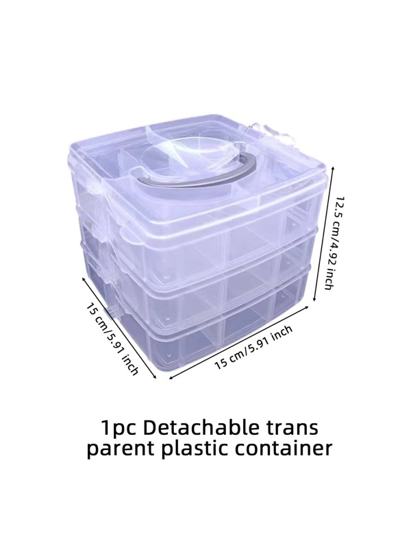 1pc Small 3-layer Clear Plastic Storage Box, Detachable Compartment ...