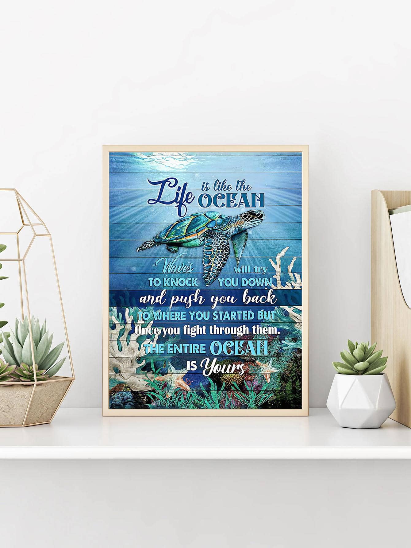 1pc Sea Turtle Bathroom Wall Art, Ocean Beach Coastal Pictures, Turtle ...