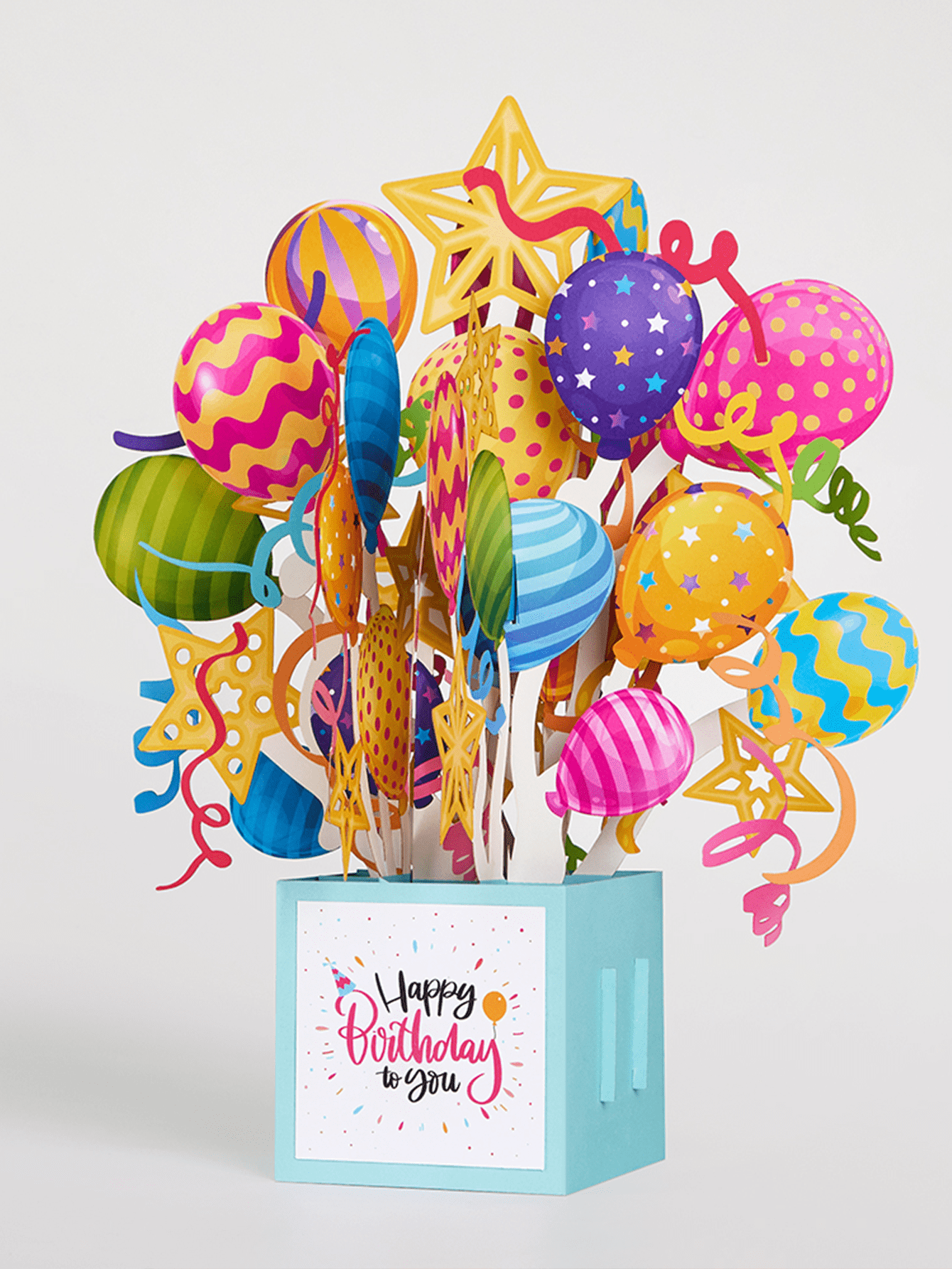 1pc Birthday Balloons Gift Pop-up Box, Birthday Greeting Card,3D ...