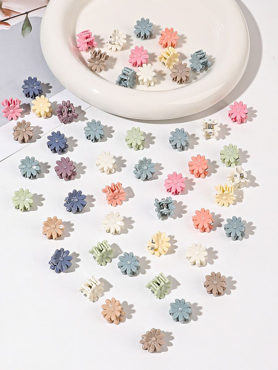 50pcs Mini Random Color Macaron Daisy Shaped Hairpin For Summer ...