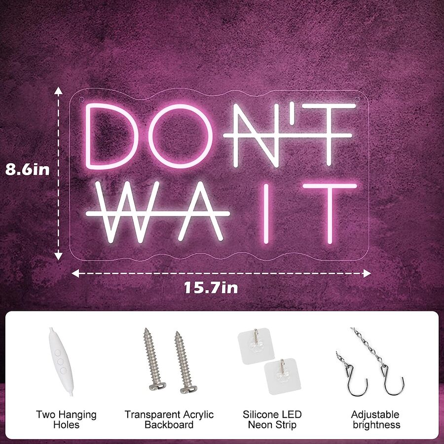Don'T Wait / Do It LED Neon Sign Neon Light USB Power Switch Letter ...