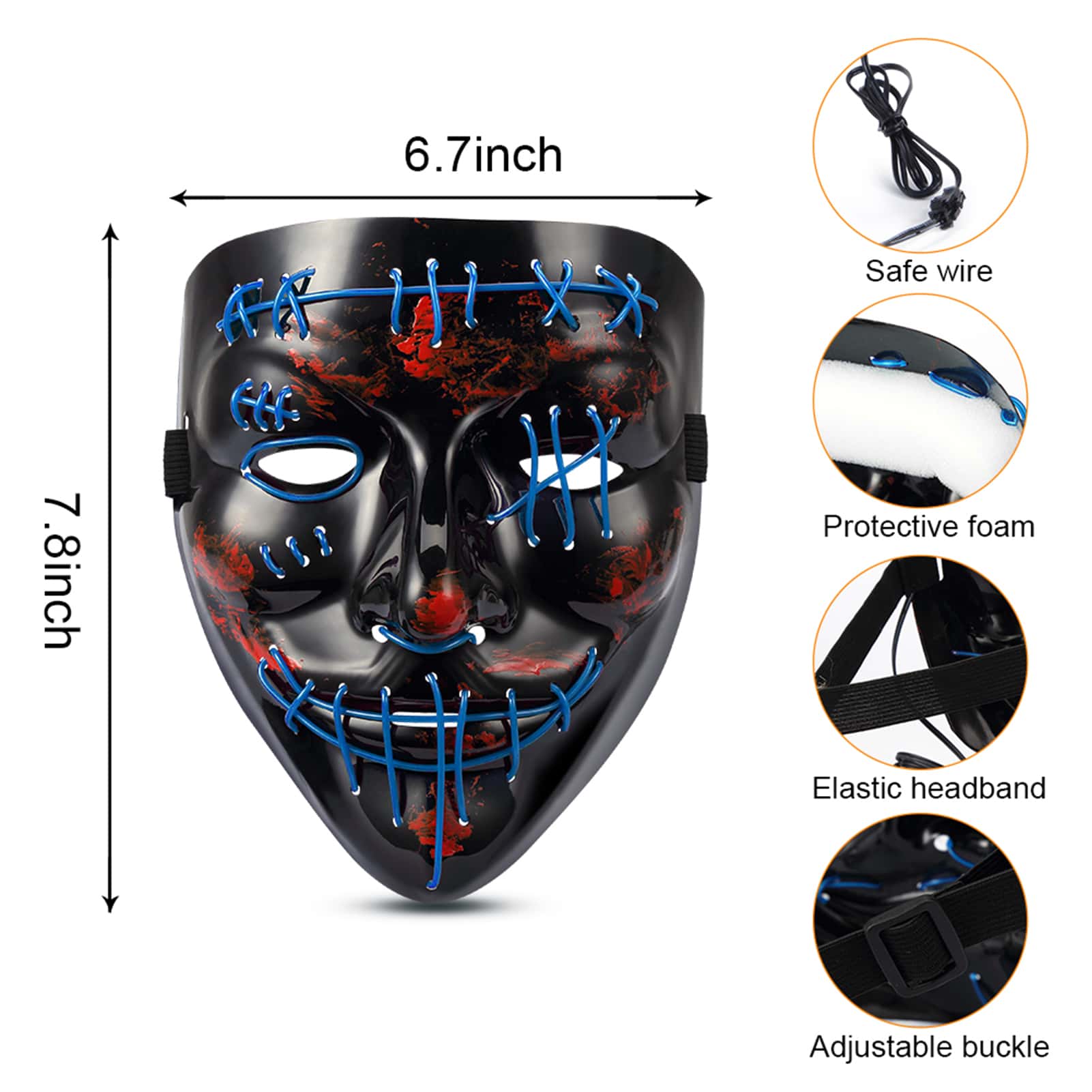 Halloween Mask LED Light Up Purge Mask, Led EL Wire Mask For Halloween ...