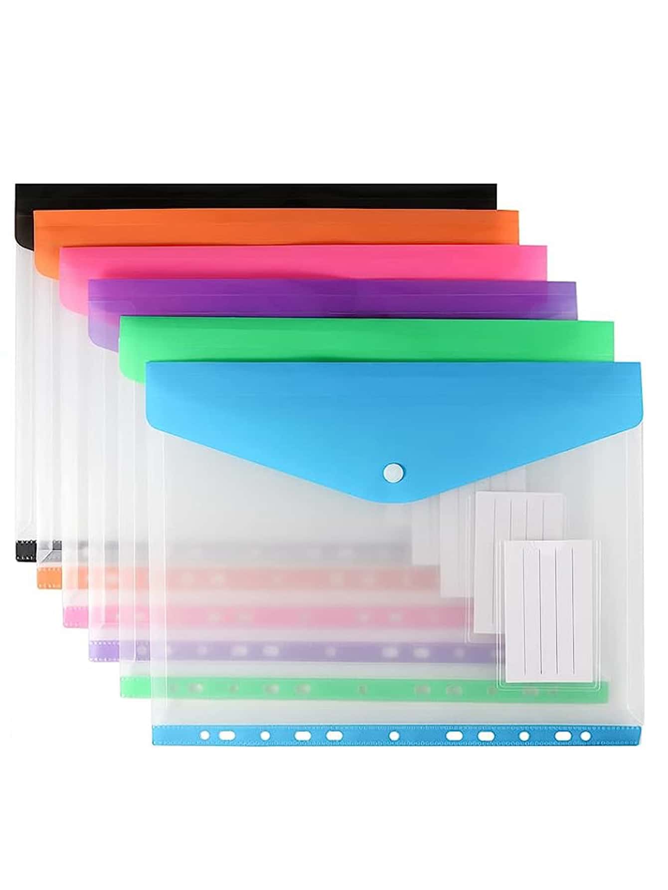 6pcs/12pcs A4 Plastic 6-Color 11-Hole Document Sleeves With Labels And ...