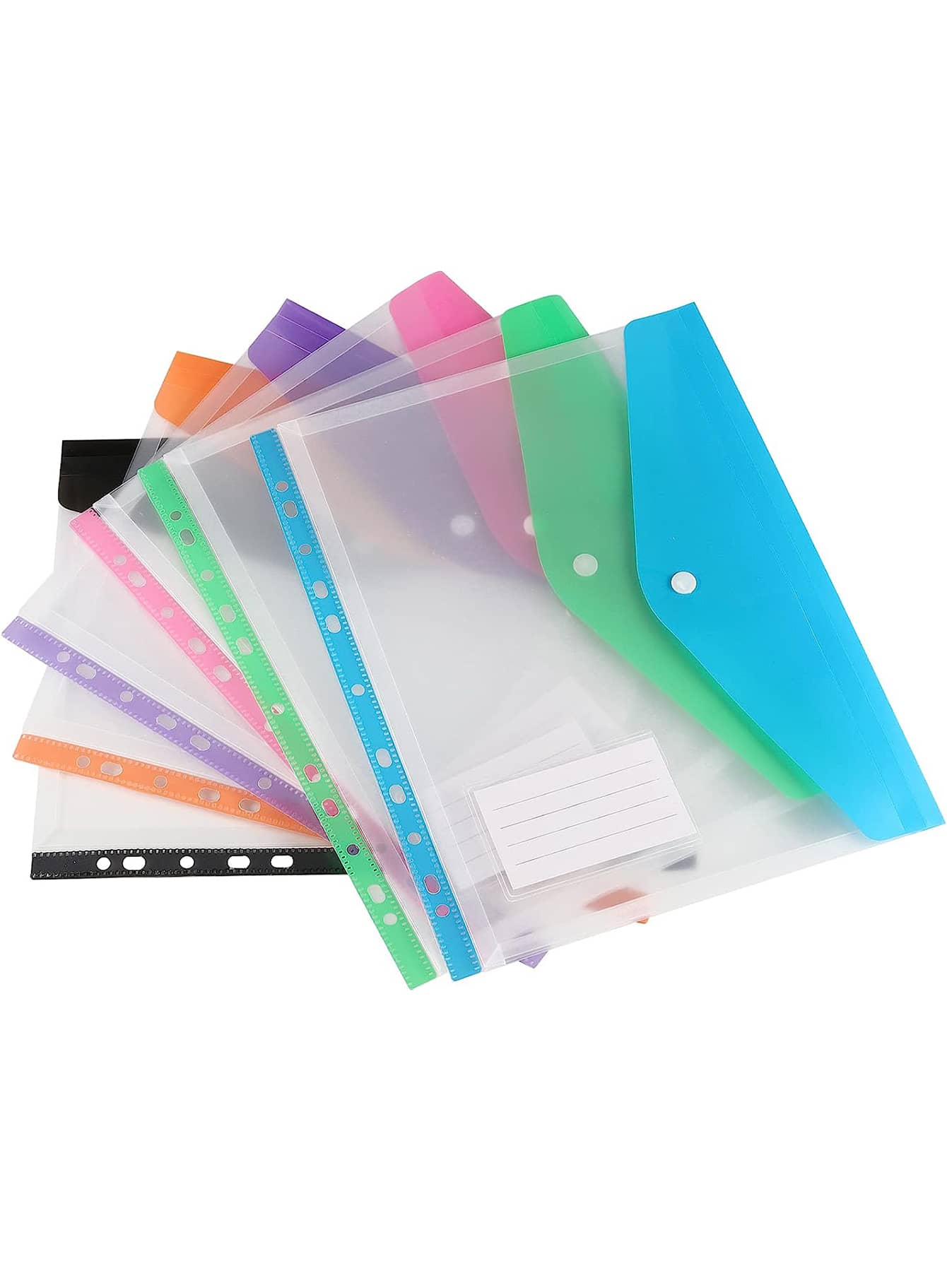 6pcs/12pcs A4 Plastic 6-Color 11-Hole Document Sleeves With Labels And ...