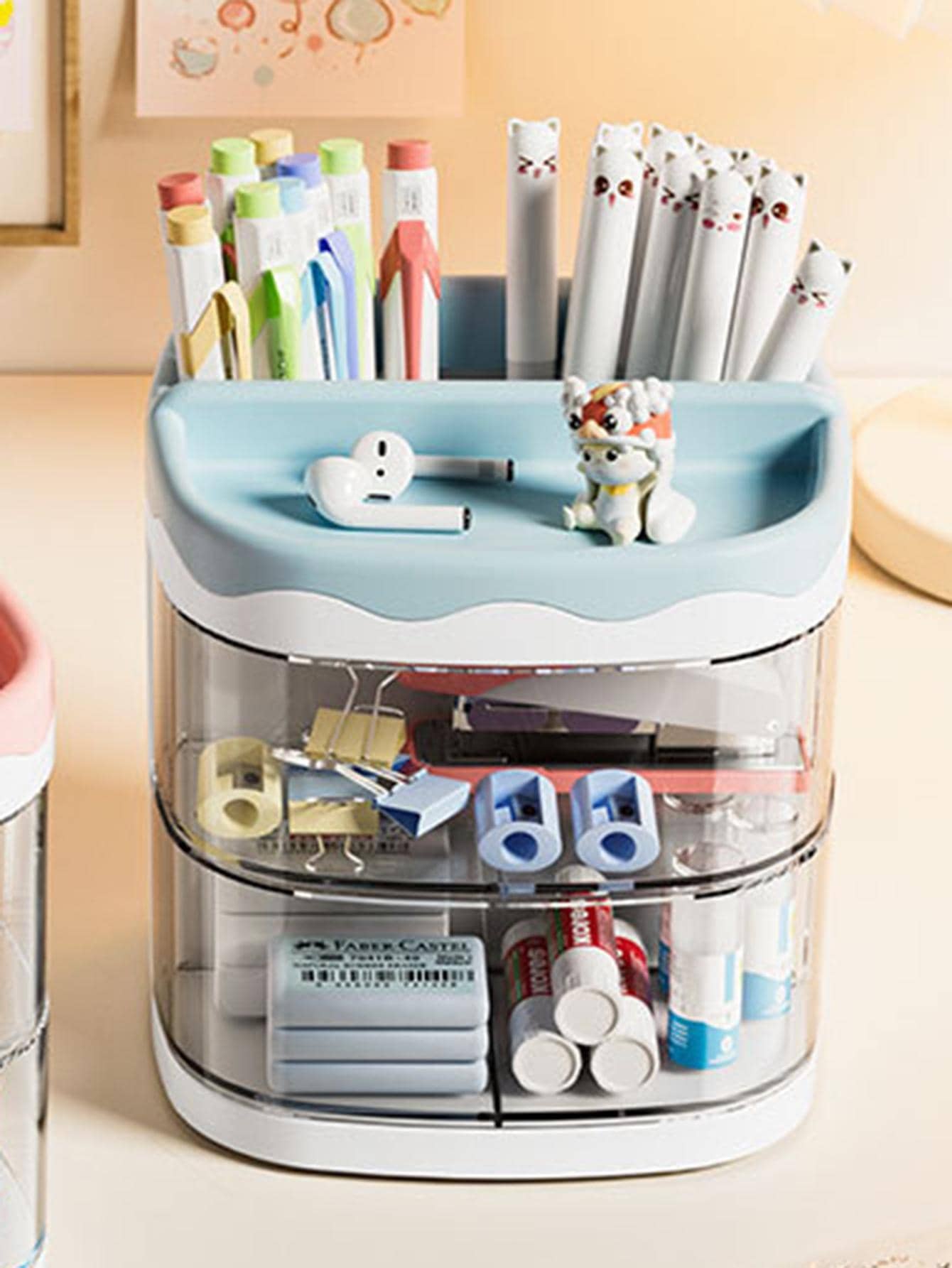 1pc Creative Cartoon Multi Drawer Pen Holder Student Cute Multi ...