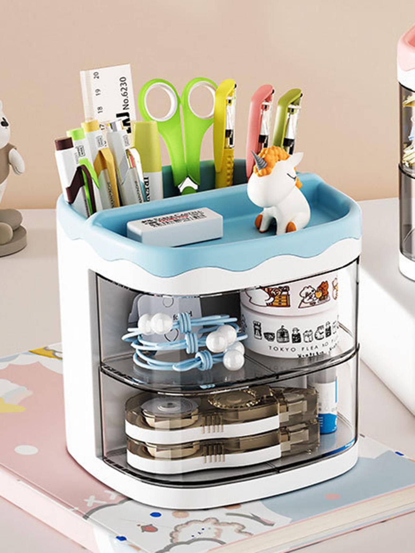 1pc Creative Cartoon Multi Drawer Pen Holder Student Cute Multi ...