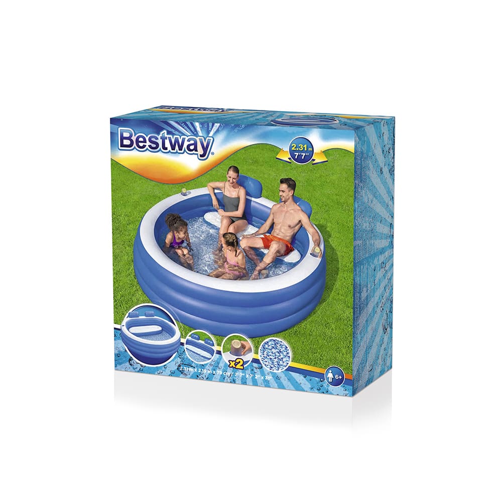 Circular Family Inflatable Pool With Bench 2.31 Meters Large Blue ...