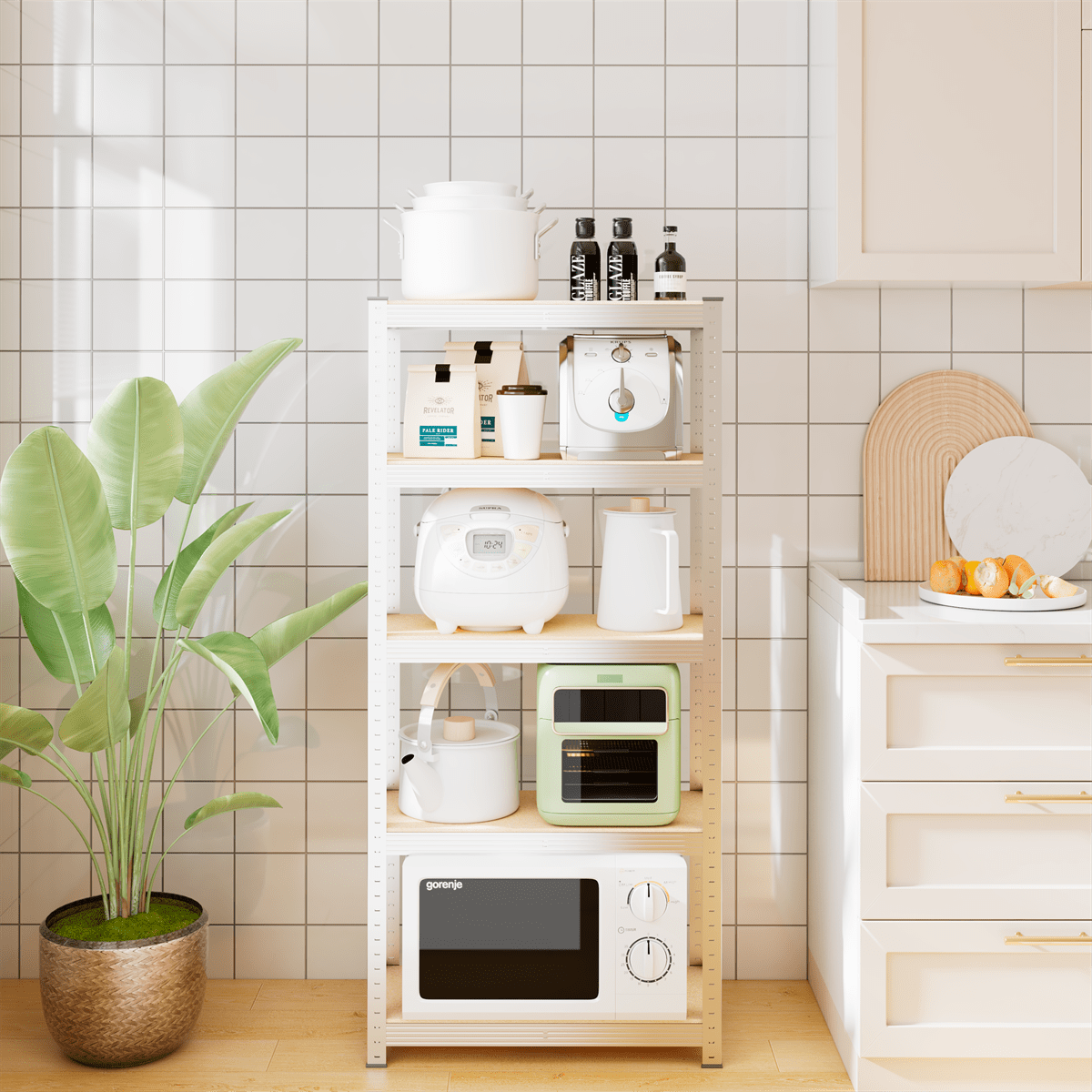 5-Tier Utility Shelves, Metal Storage Shelves Garage Shelving Unit ...