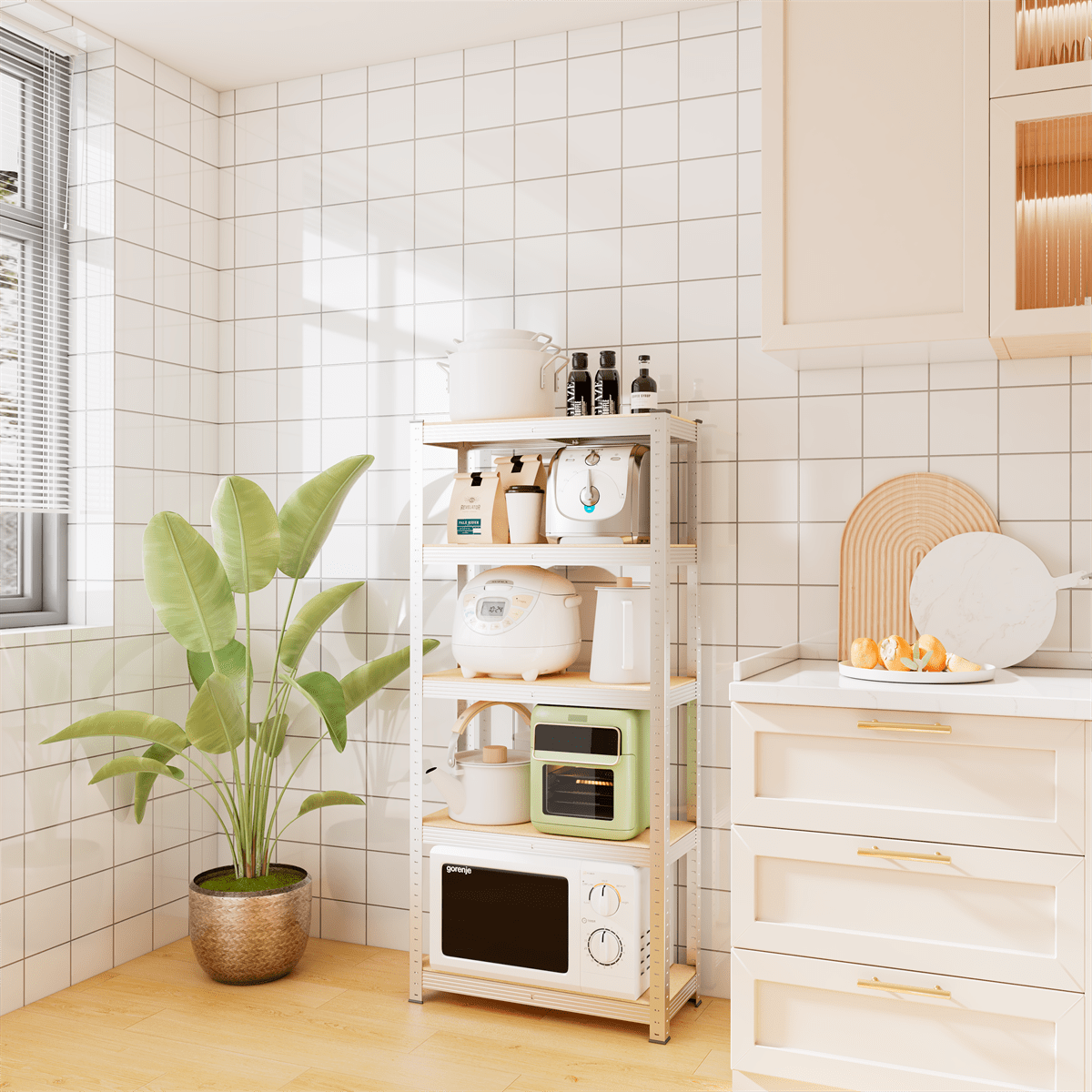 5-Tier Utility Shelves, Metal Storage Shelves Garage Shelving Unit ...