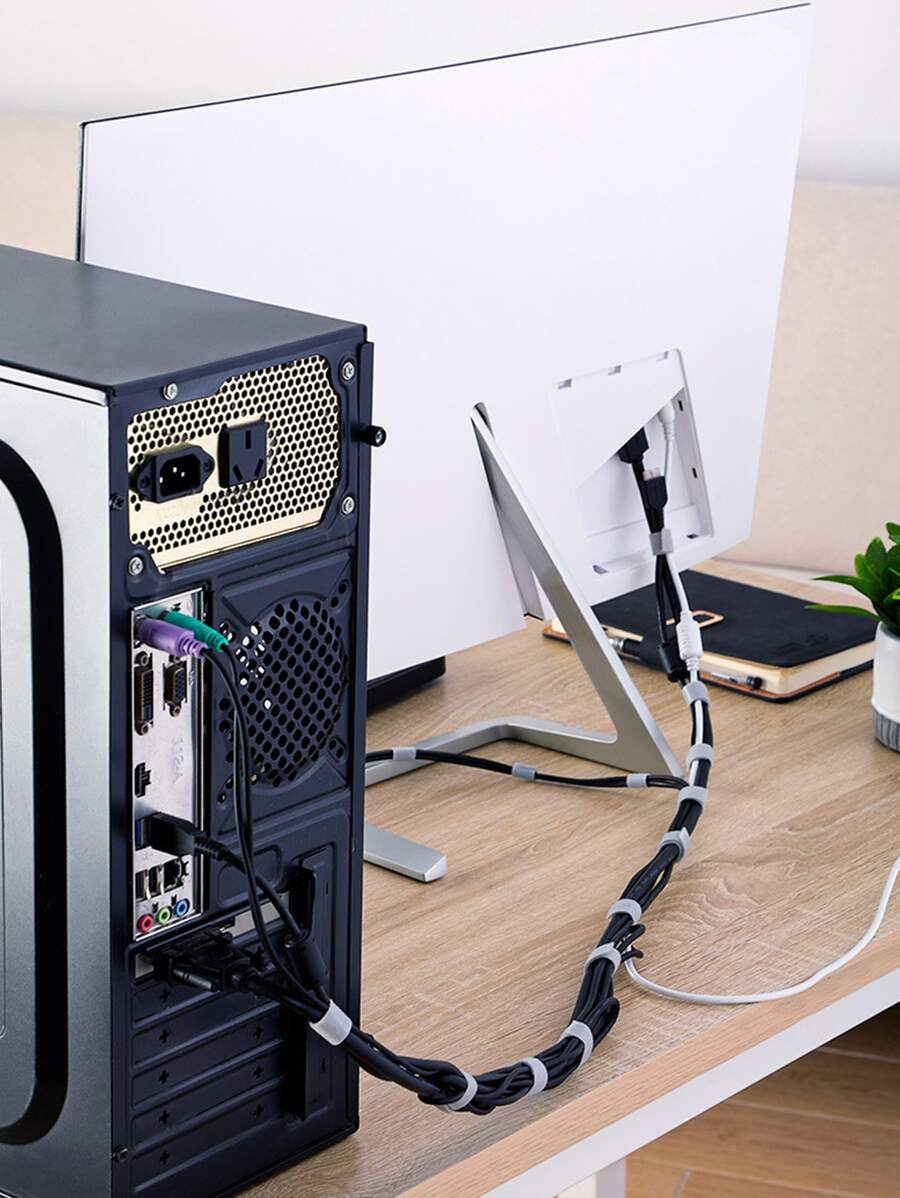 1pc Gray Cable Organizer Self-adhesive Magic Tape Fastener With Tear-to ...