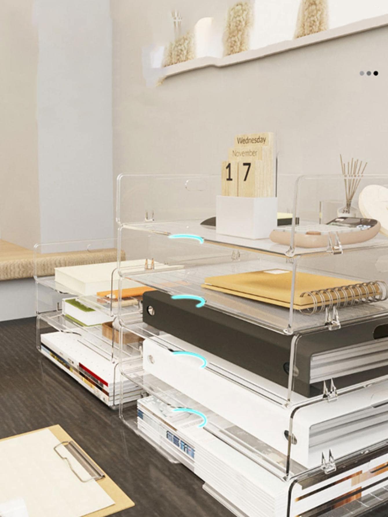 1pc Transparent Plastic Desktop Organizer For Stationery & A4 Paper ...