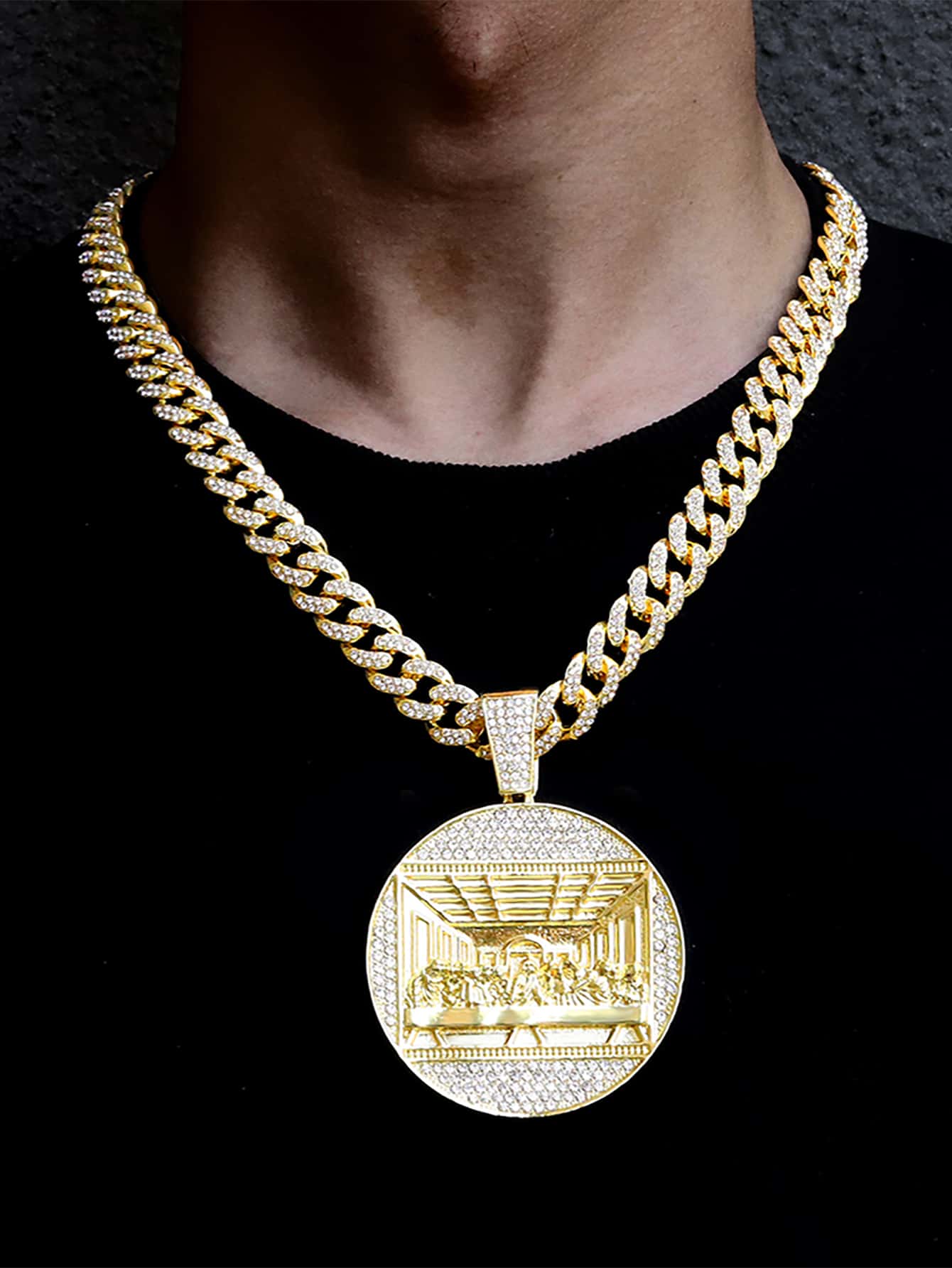 The Last Supper Chain Pendant Necklace, Ice-wrinkled, 13mm Miami ...