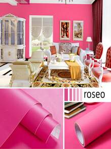 1 Roll Of Rose Red Frosted Self-Adhesive Wallpaper PVC Waterproof And ...