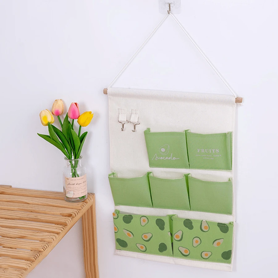 1pc 7-pocket Fabric Wall Hanging Bag For Door/back Of Wall, Dorm Room ...