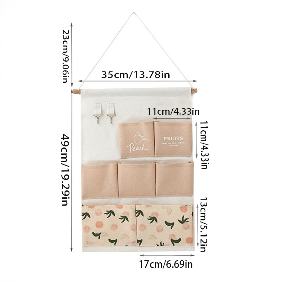 1pc 7-pocket Fabric Wall Hanging Bag For Door/back Of Wall, Dorm Room ...