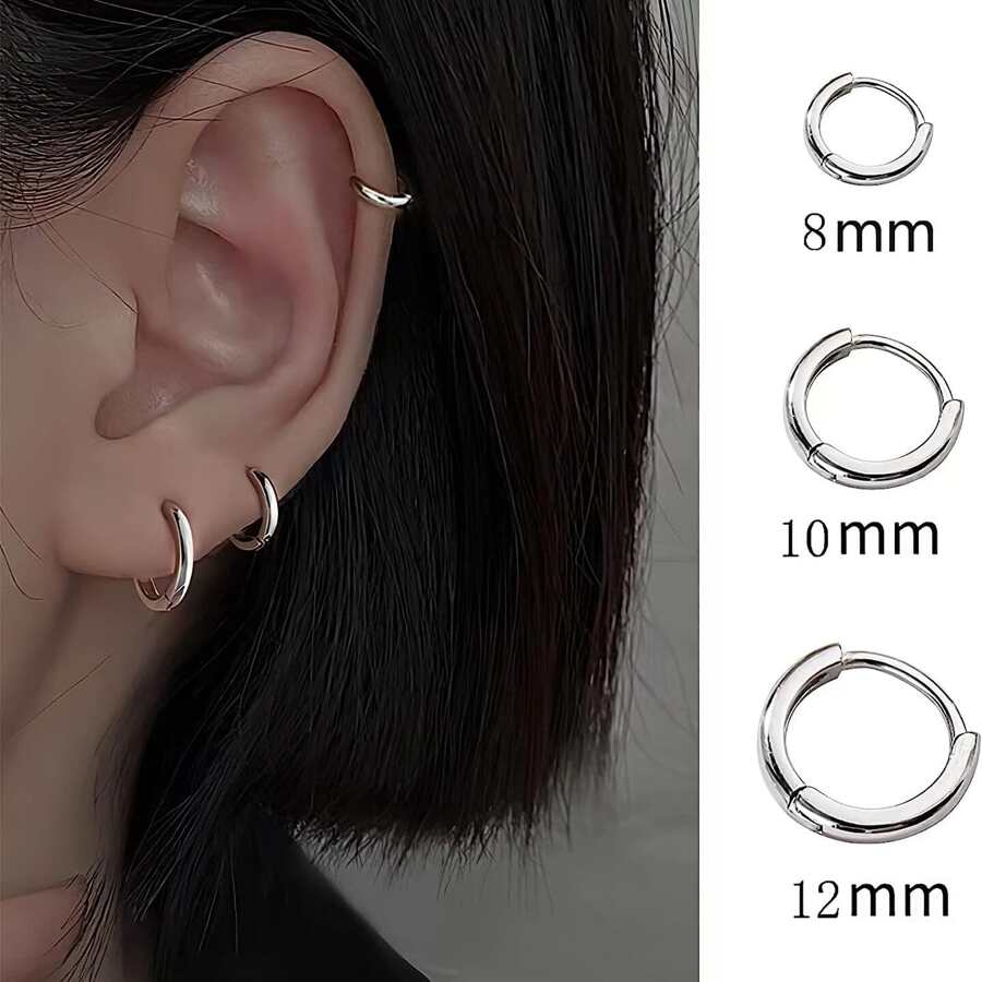 3pairs Solid Minimalist Hoop Earrings | SHEIN UK