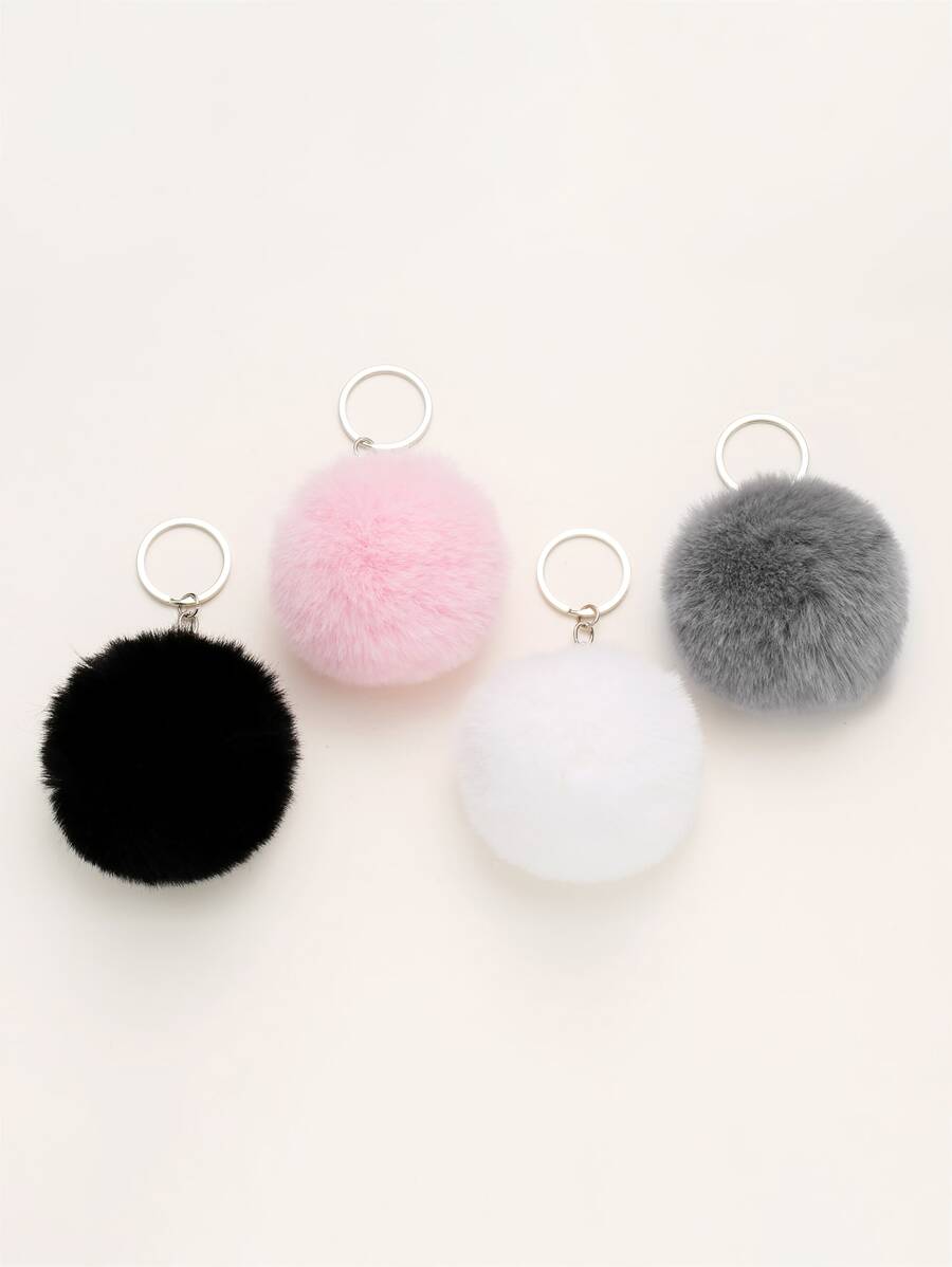 4pcs Women's 8cm Pom Pom Keychain | SHEIN UK