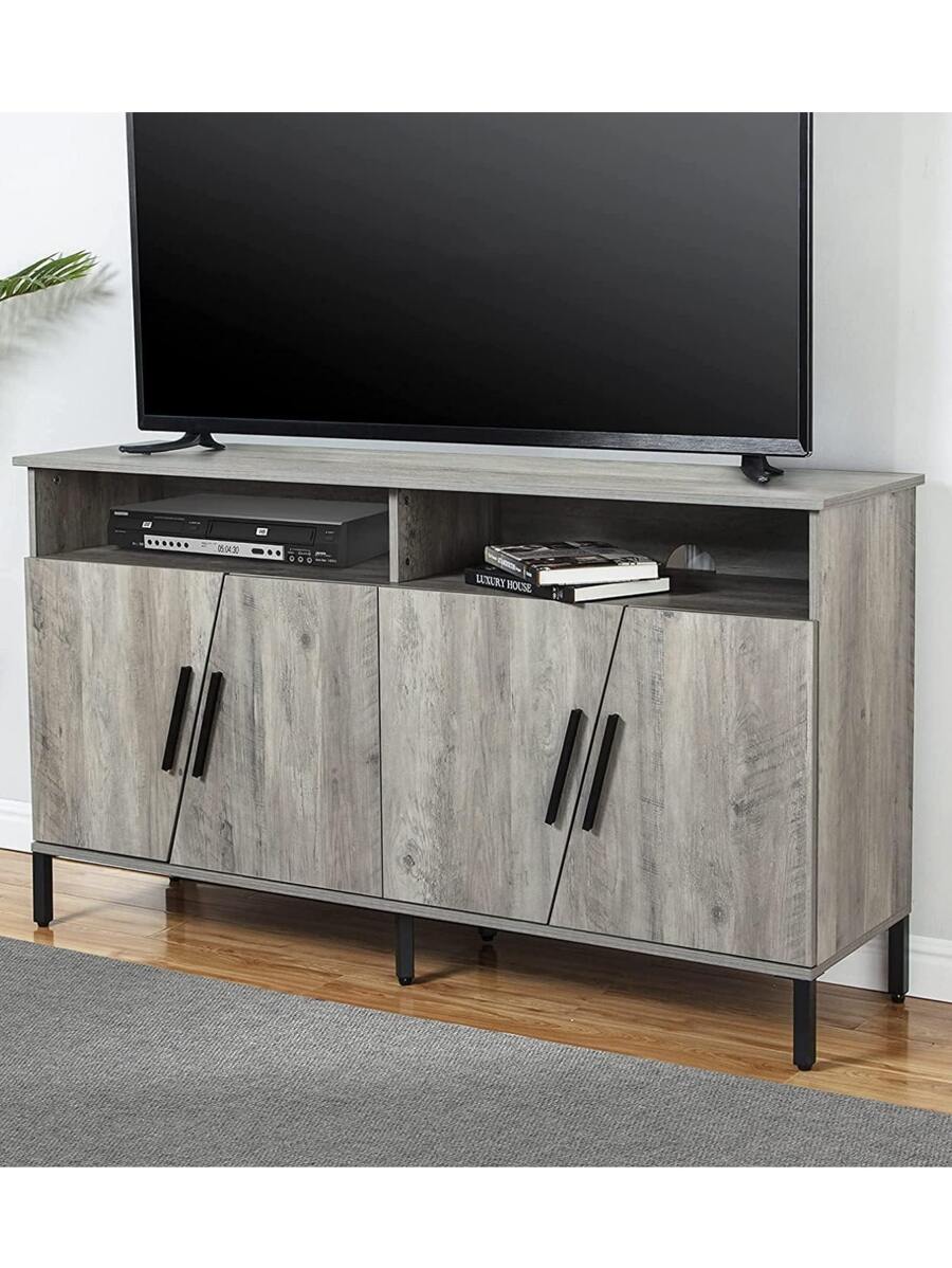 TV Stand for 65" TVs with Asymmetric Doors - Entertainment Center ...