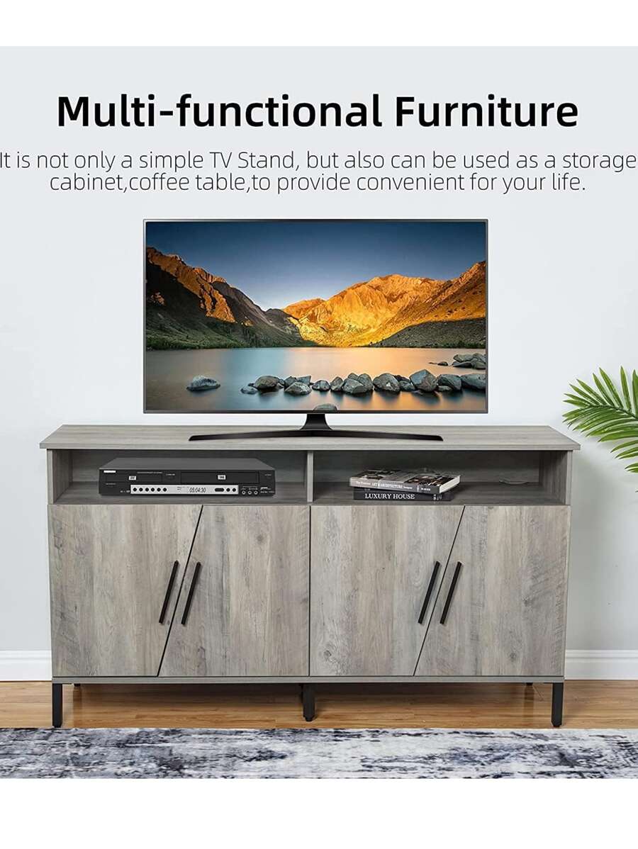 TV Stand for 65" TVs with Asymmetric Doors - Entertainment Center ...