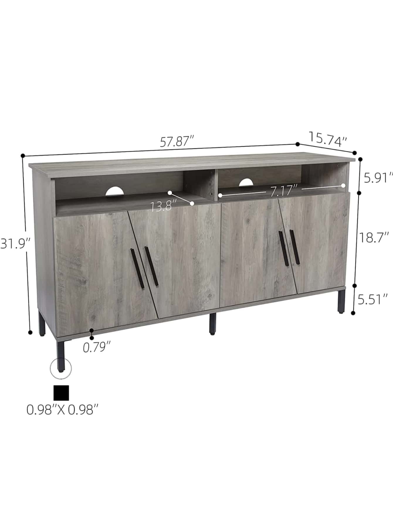 TV Stand for 65" TVs with Asymmetric Doors - Entertainment Center ...