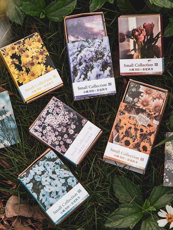 1pc/set Decorative Small Cards, Four Season Series, Vintage Collage ...