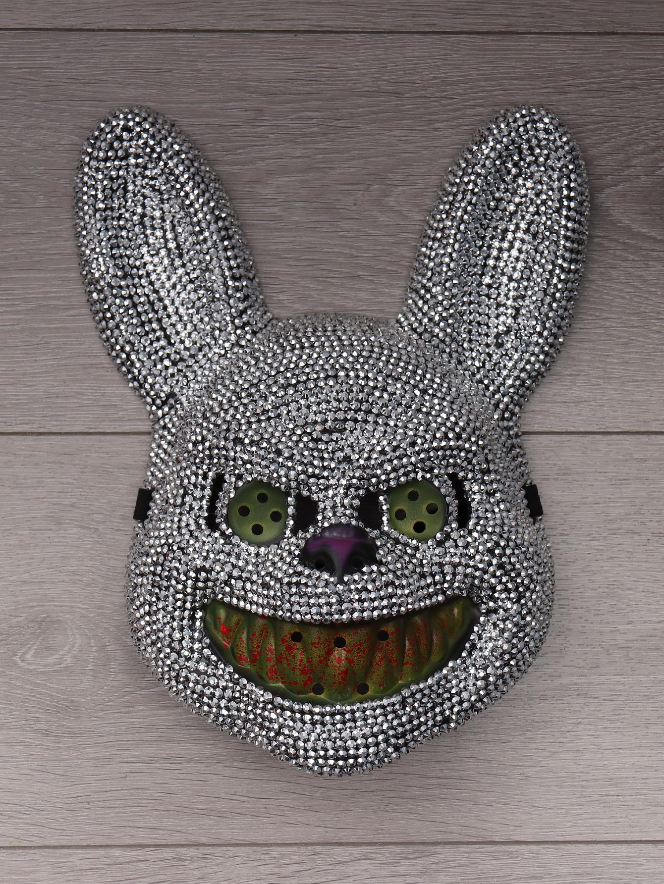 1pc Plastic Rhinestone Decor Mask Of Bloody Rabbit For Makeup ...