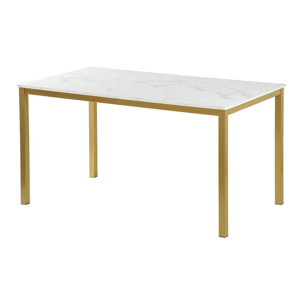 Dining Table - Marble color table top with golden leg | SHEIN USA