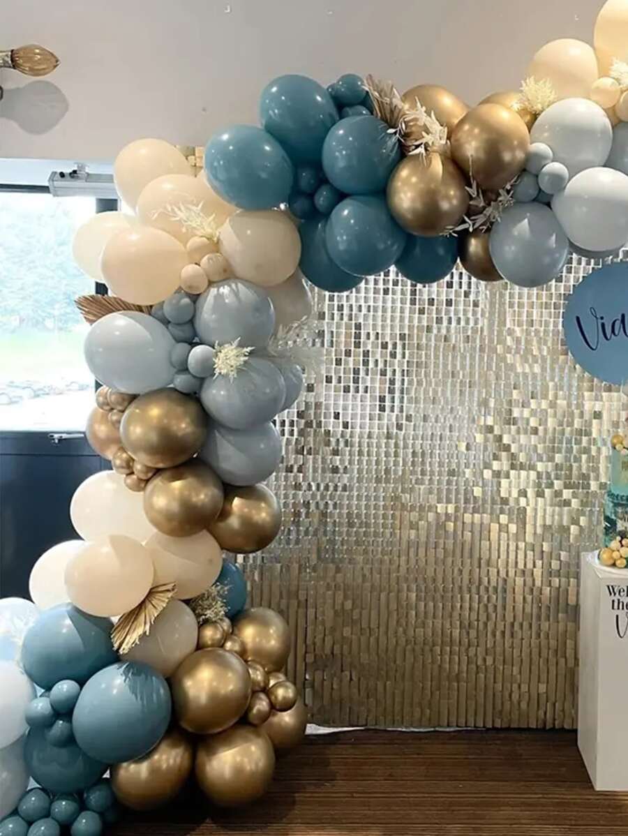 167pcs Peacock Blue Metallic Gold Color Balloon Garland Arch Kit for ...