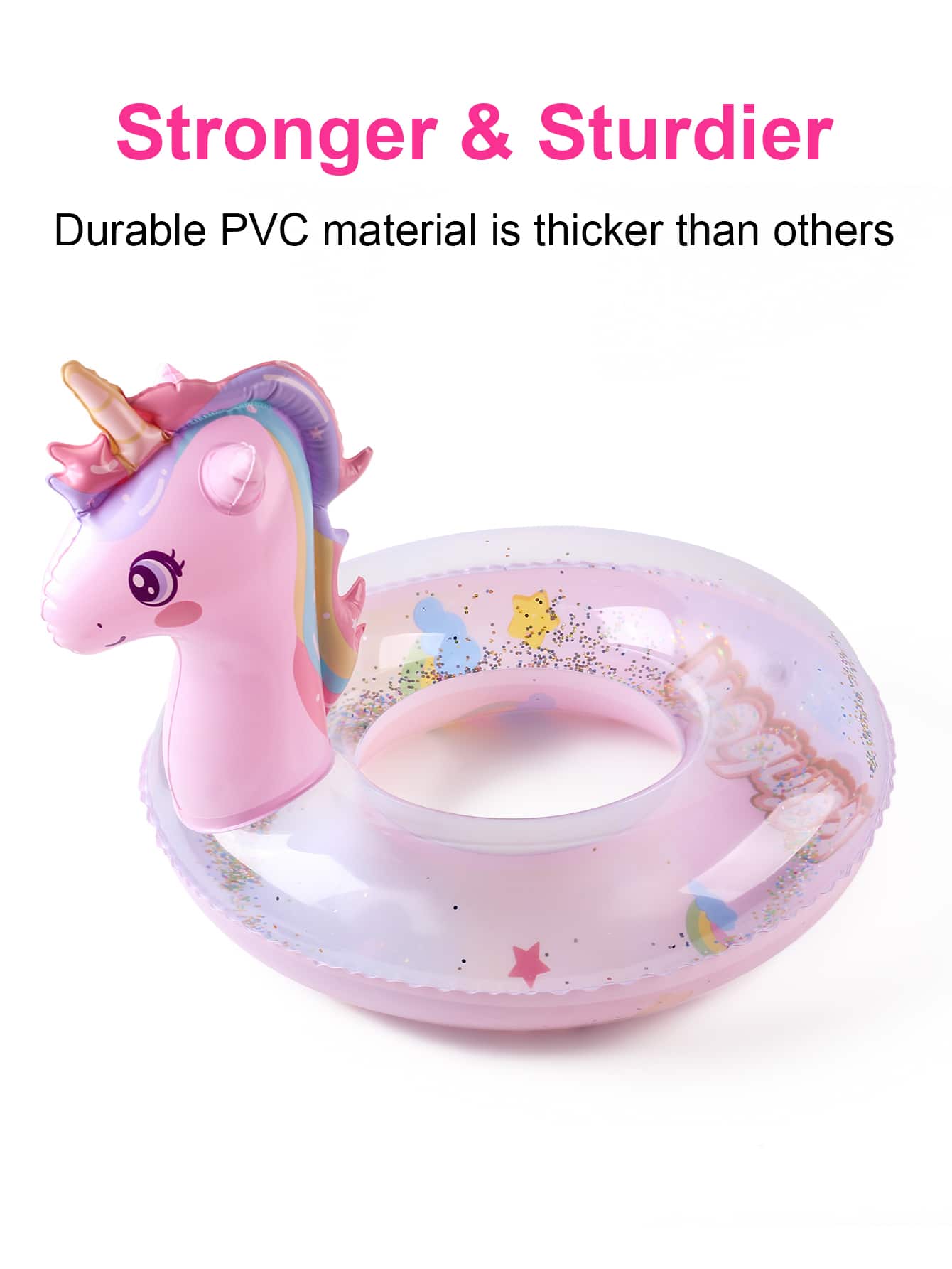1pc Thickened Inflatable Sequin Unicorn Swimming Ring, Underarm Circle Swim Ring For Outdoor ...