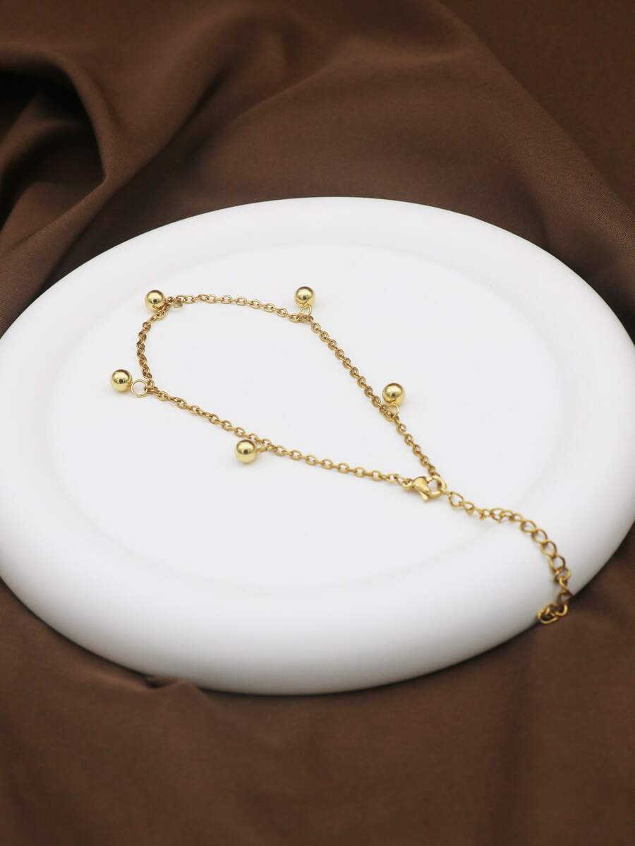 1 Piece Stainless Steel Anklet For Women gold color Round Chain Anklet ...