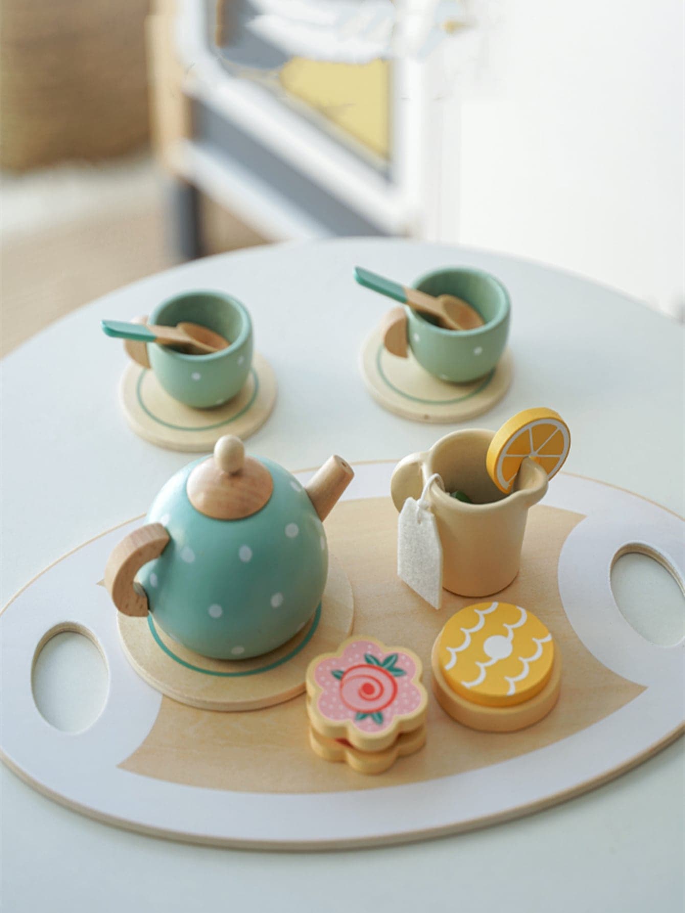 Wooden Pretend Afternoon Tea Set Toy For Children And Toddlers To Play ...