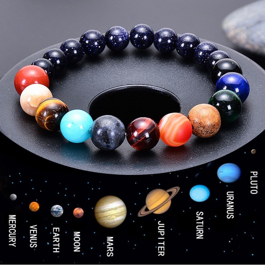 Vintage Natural Blue Sandstone Eight Planets Bracelet, Including The ...