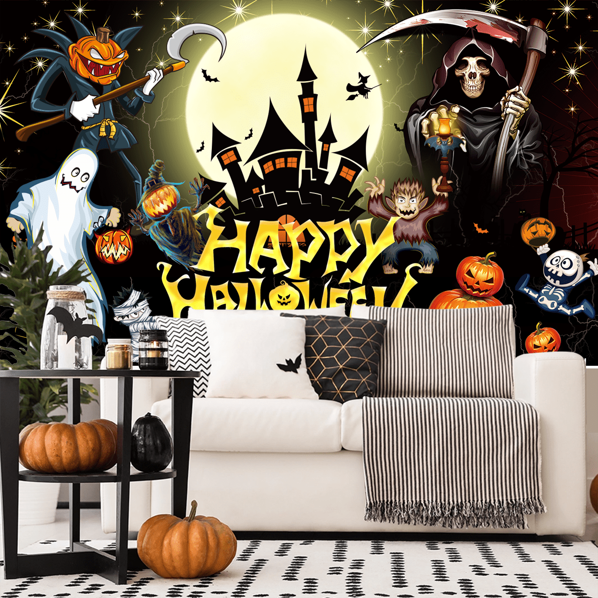 6x4ft Scary Halloween Decorations Banner Backdrop | SHEIN USA