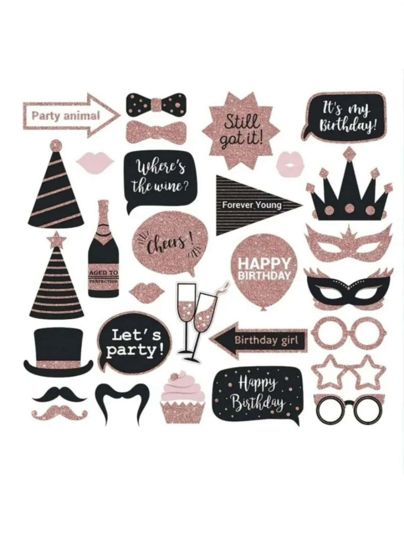 24 Pieces Birthday Photo Booth Props Happy Birthday Props for Party ...