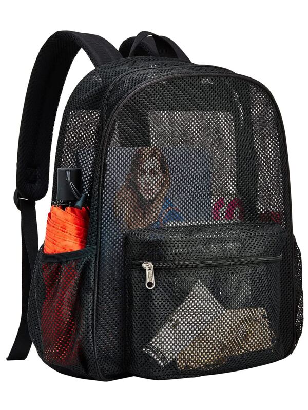 Heavy Duty Semi-Transparent Mesh Backpack, See Through College Backpack ...