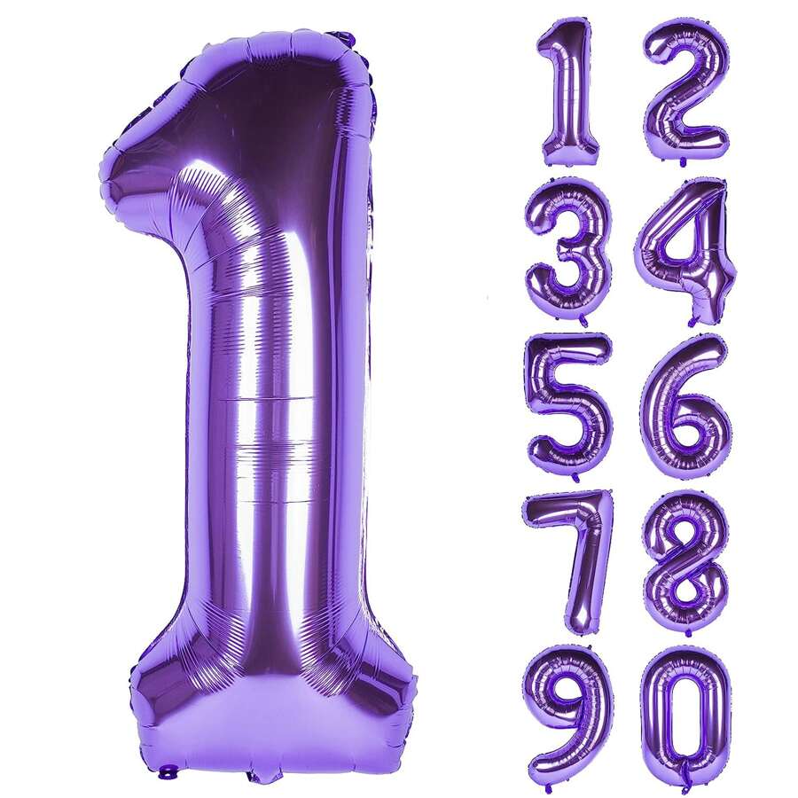 40 Inch Purple Number Balloons-Large Helium Foil Birthday Party ...