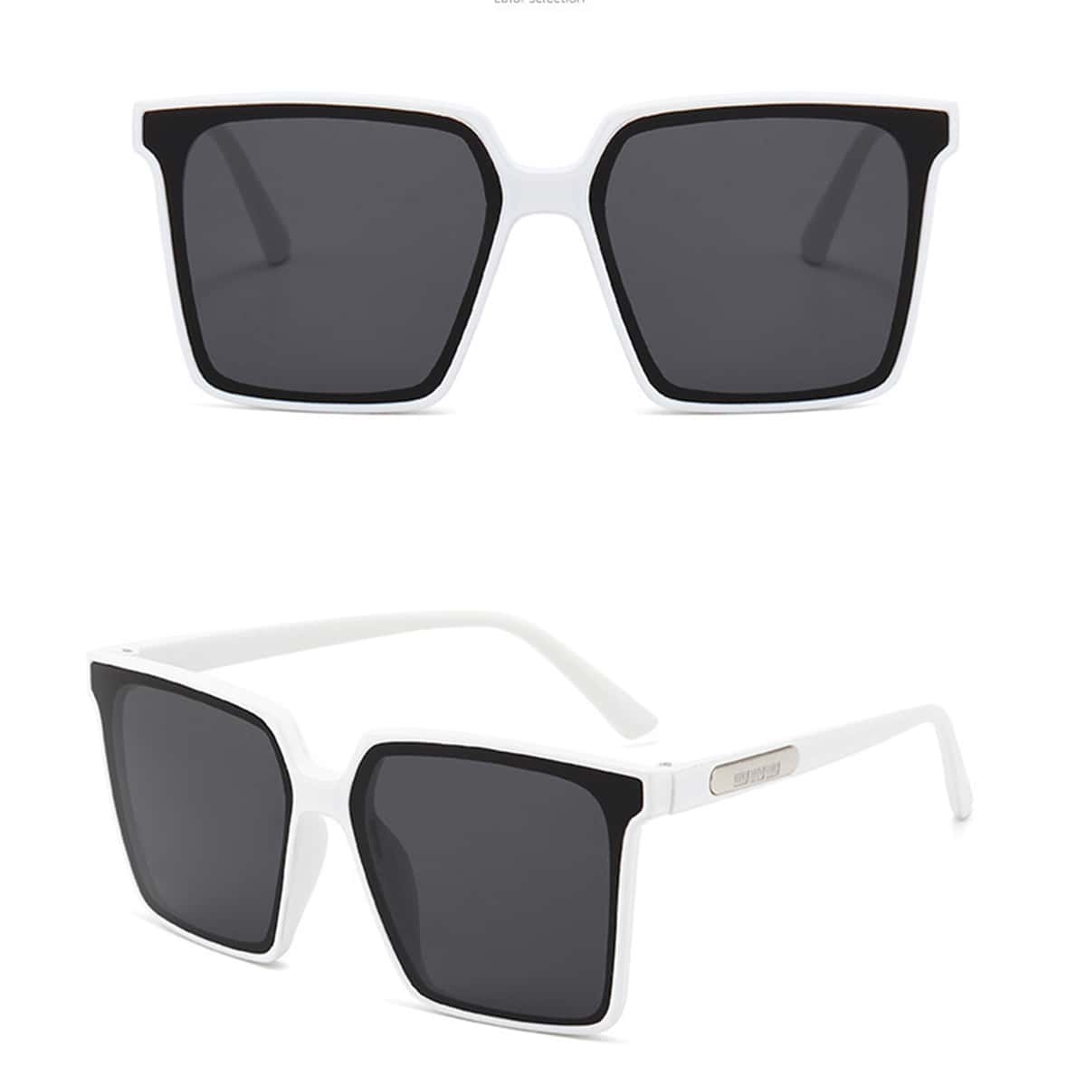 Square Black Polarized Large Frame Fashion Glasses For Women Trendy Round Face Small Face
