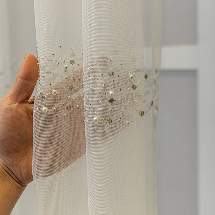 1pc White Sheer Curtain, Light Luxury And Modern Simple Style, Suitable ...