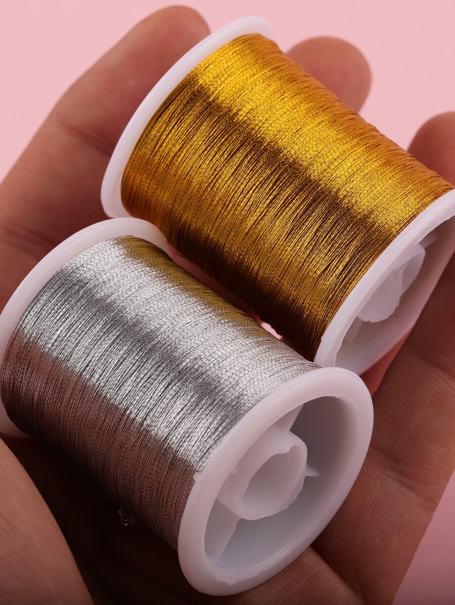 2 Rolls 100m Gold & Silver Color Thread For Jewelry Making, Diy Beaded ...