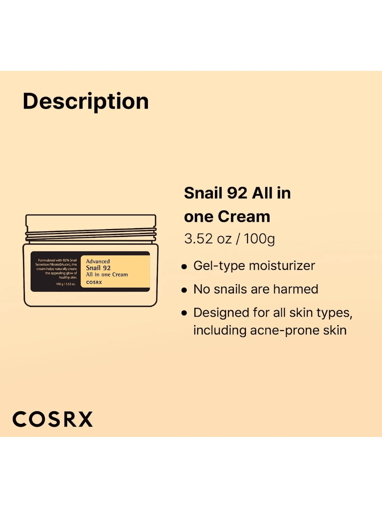 COSRX Advanced Snail 92 All In One Cream 100g | SHEIN USA
