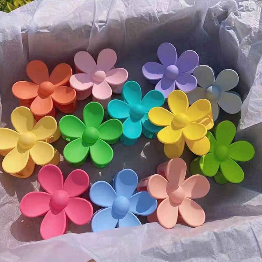 9pcs Women Matte Sweet Colorful Flower Hair Claw Clips, Random Color ...